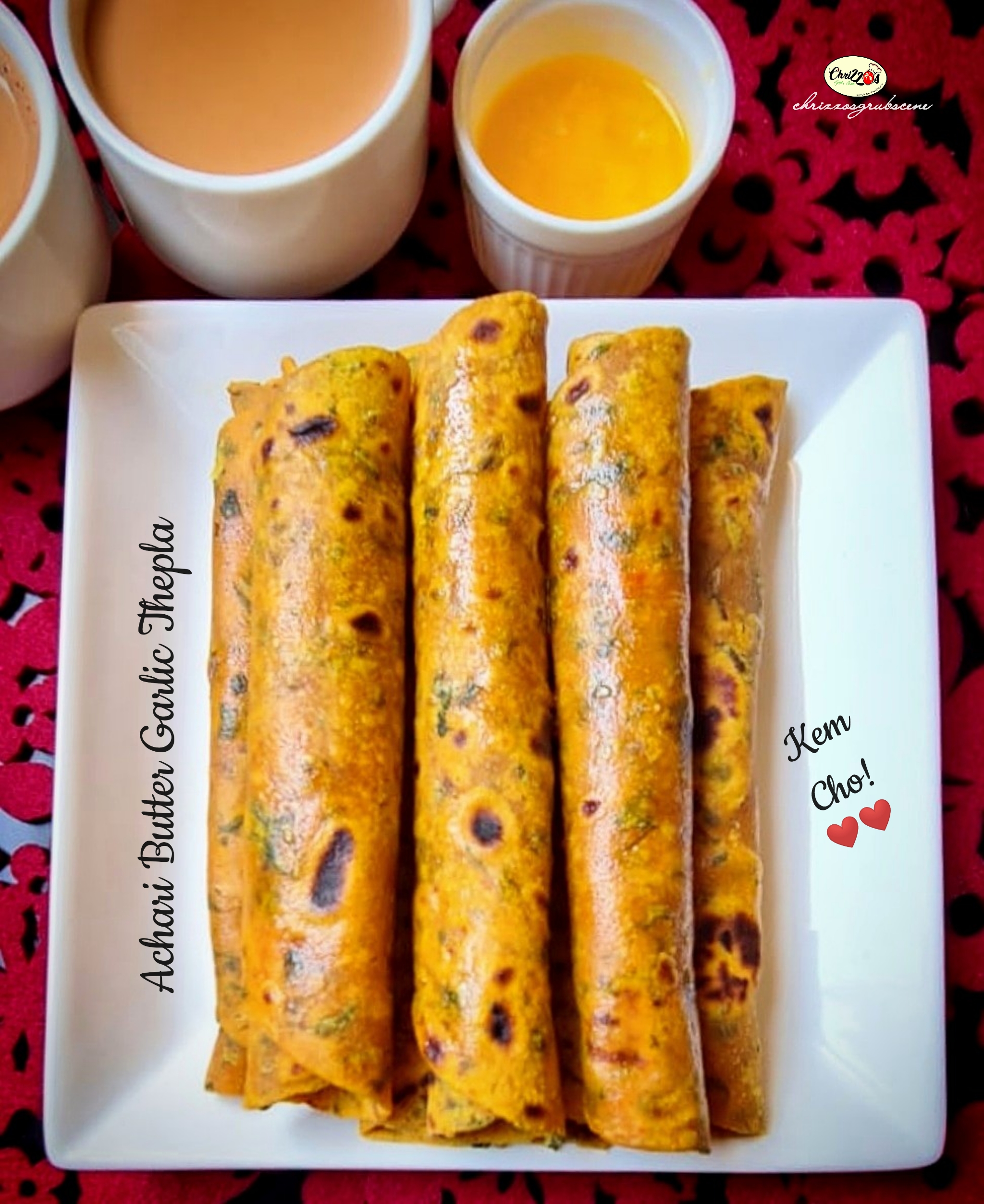 Recipe for Achari Butter Garlic Theplas - chrizzosgrubscene